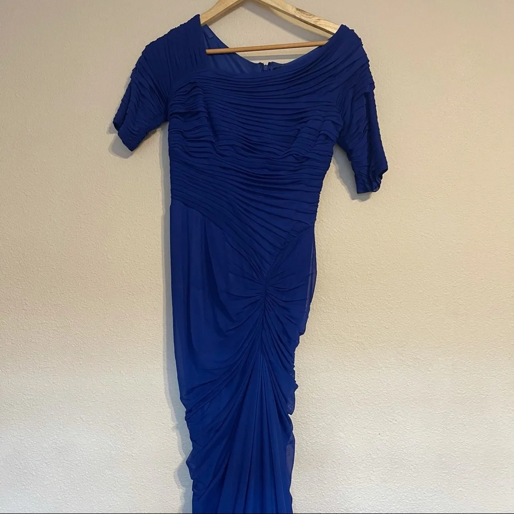 Tadashi Shoji | Dresses | Tadashi Shoji Asymmetric Ruched Sleeve Gown ...